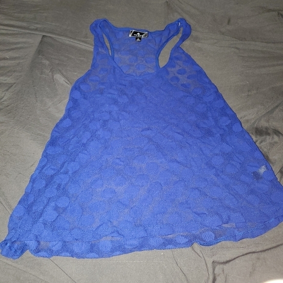 Iris Basic | Tops | Iris Bright Blue Sheer Polka Dot Tank Top | Poshmark